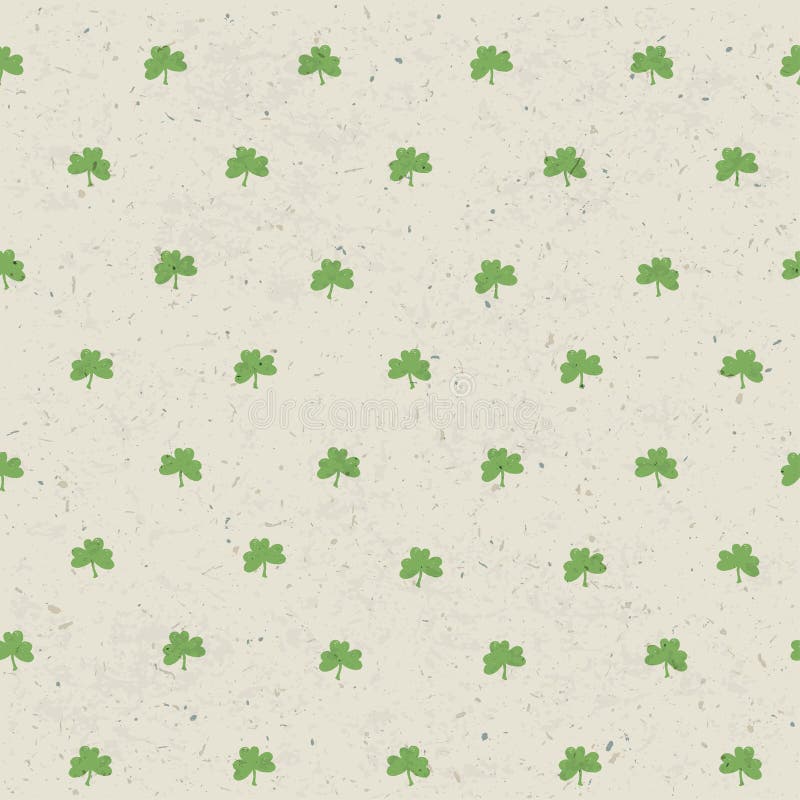 Clover Leaf Seamless Pattern on Paper Texture Stock Vector ...