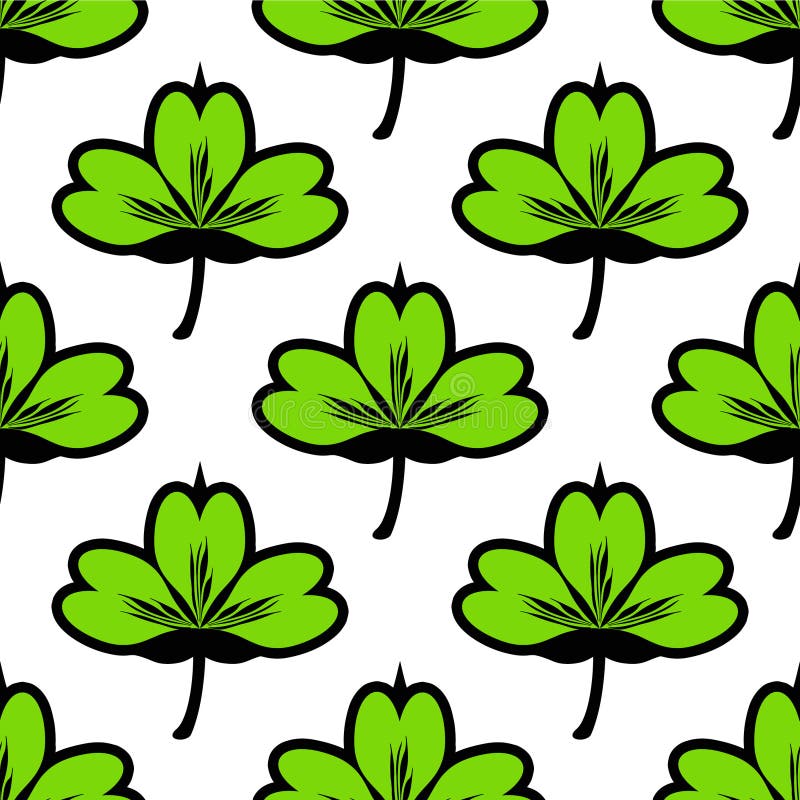 Clover Leaf Seamless Vector Pattern. Stock Vector - Illustration of ...