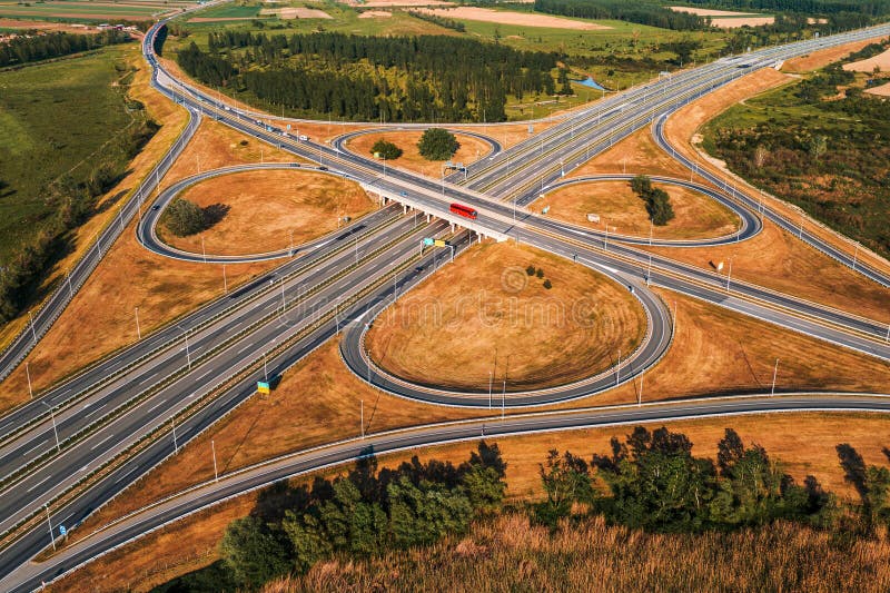 Clover Leaf Shaped Highway Interchange from Drone Pov Stock Photo ...