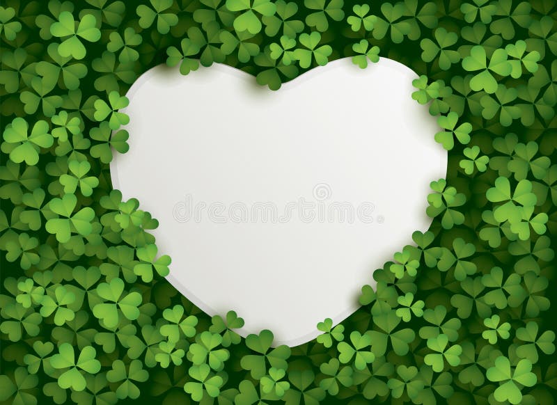 Clover Leaves Background with Blank Card Stock Vector - Illustration of ...