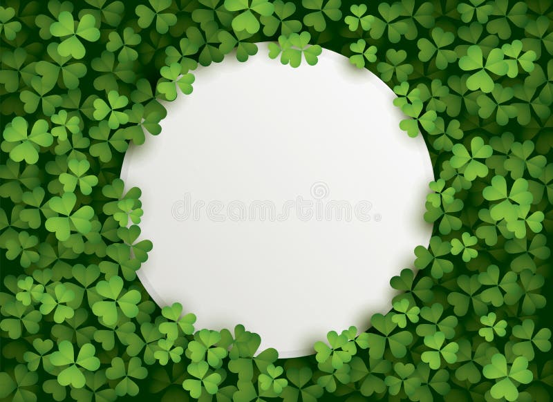 Clover Leaves Background with Blank Card Stock Vector - Illustration of ...