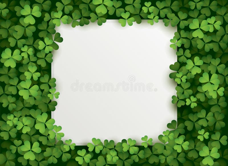 Clover Leaves Background with Blank Card Stock Vector - Illustration of ...