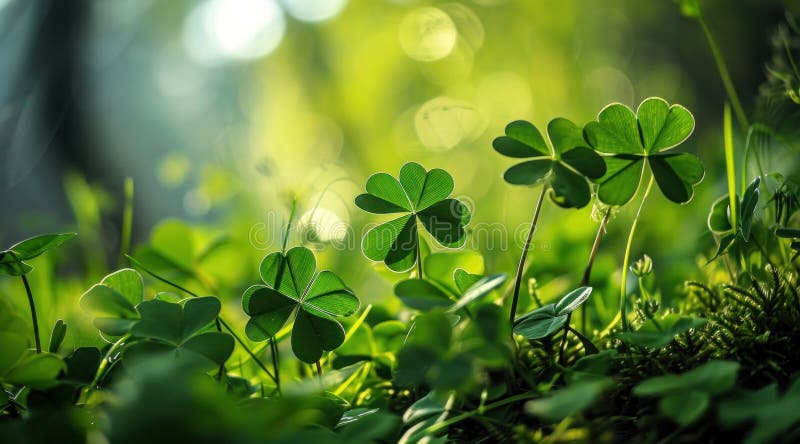 Clover Leaves with a Beautiful Green Background Stock Illustration ...