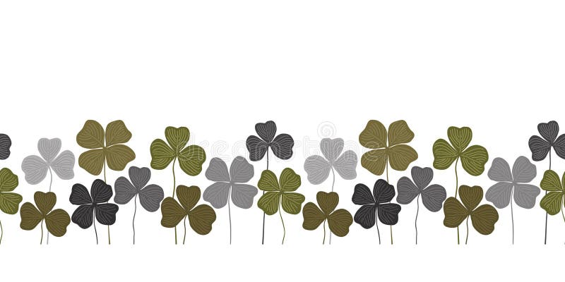 Clover Leaves Seamless Pattern. Saint Patrick Day Border Design Element ...
