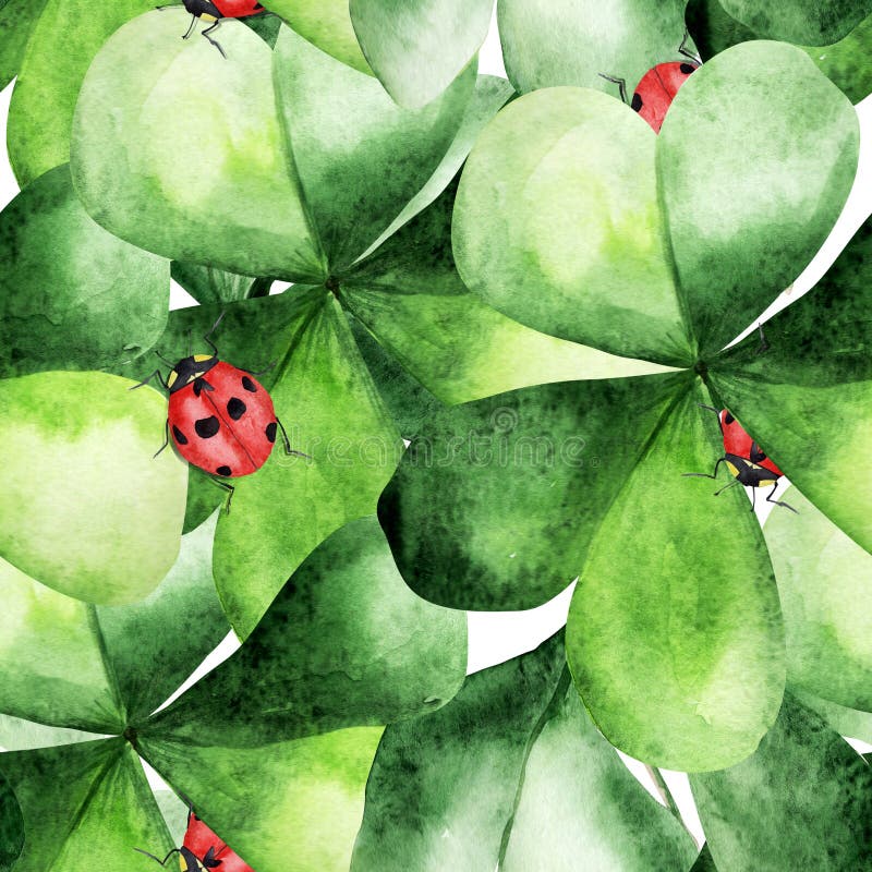 Clover Leaves Watercolor Seamless Pattern Digital Paper Stock ...