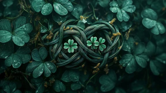 Clover Leaves Woven in an Infinity Design Stock Illustration ...
