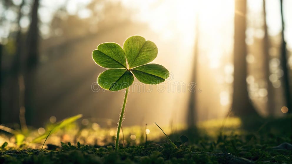 Clover with Light Rays, Clover Illuminated by Light, Clover with Sun ...