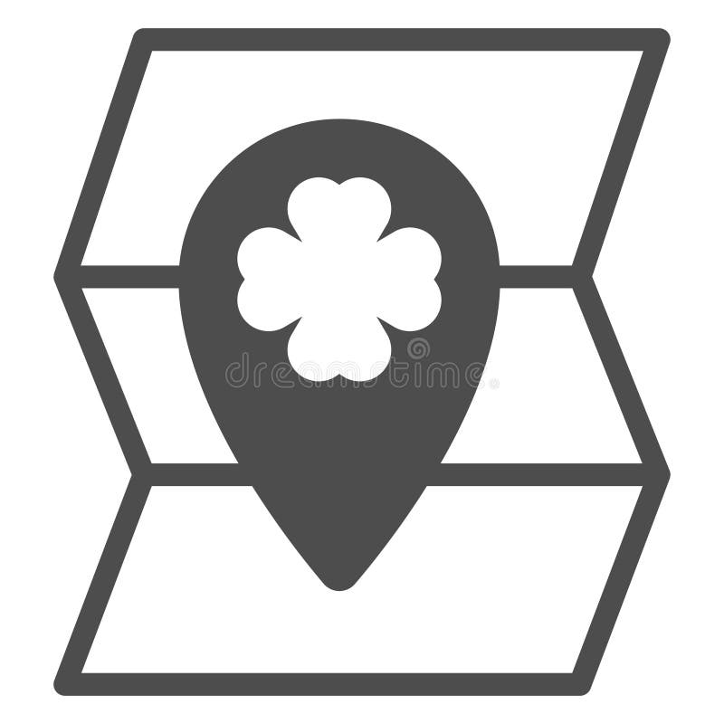 Clover Location Pin an Map Solid Icon, Saint Patrick Day Concept ...