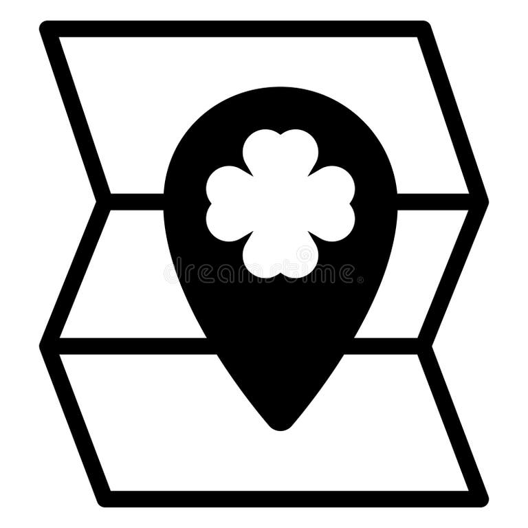 Clover Location Pin an Map Solid Icon, Saint Patrick Day Concept ...