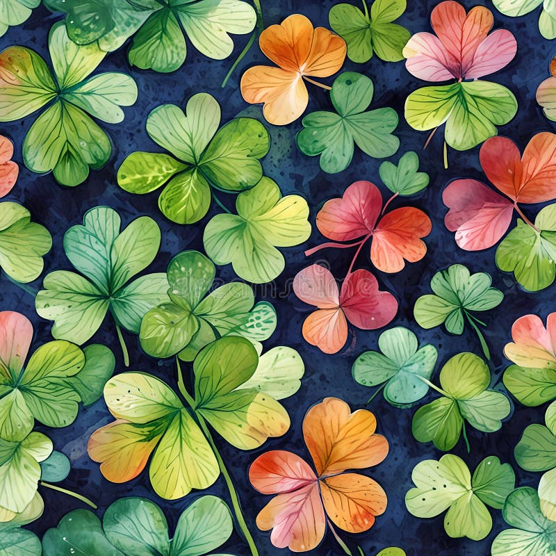 Clover Pattern on Navy Blue Background Stock Illustration ...