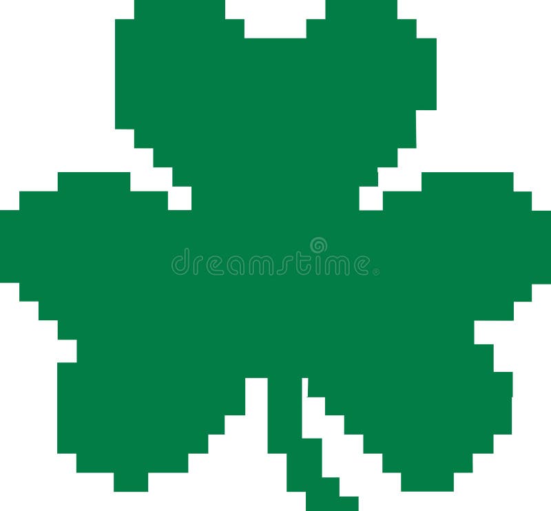 Pixel art a clover leaf stock illustration. Illustration of label ...