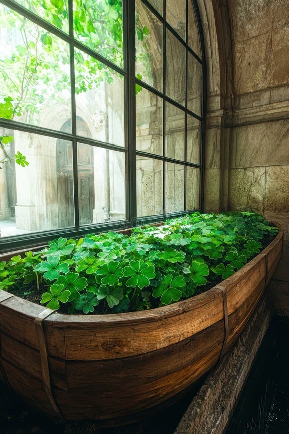 Clover Plants Growing in a Window Box. Stock Illustration ...