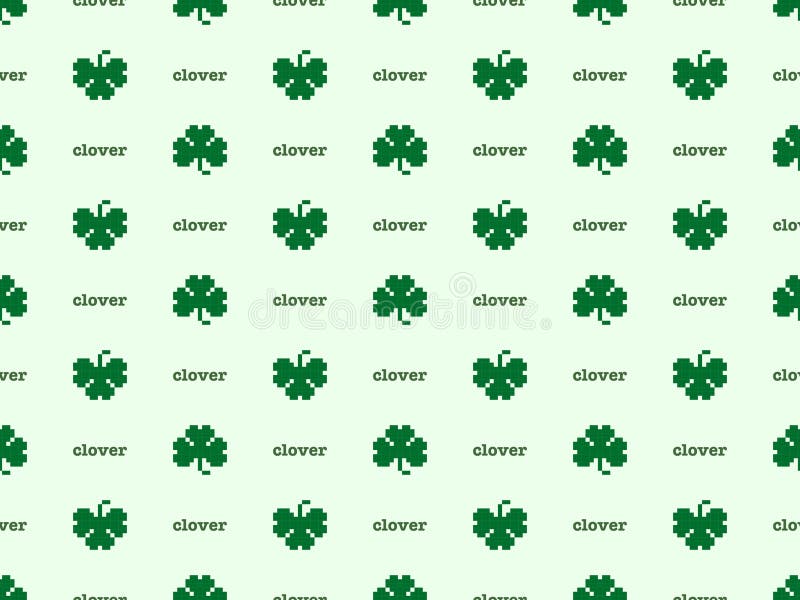 Clover Seamless Pattern on Green Background. Pixel Style Stock ...