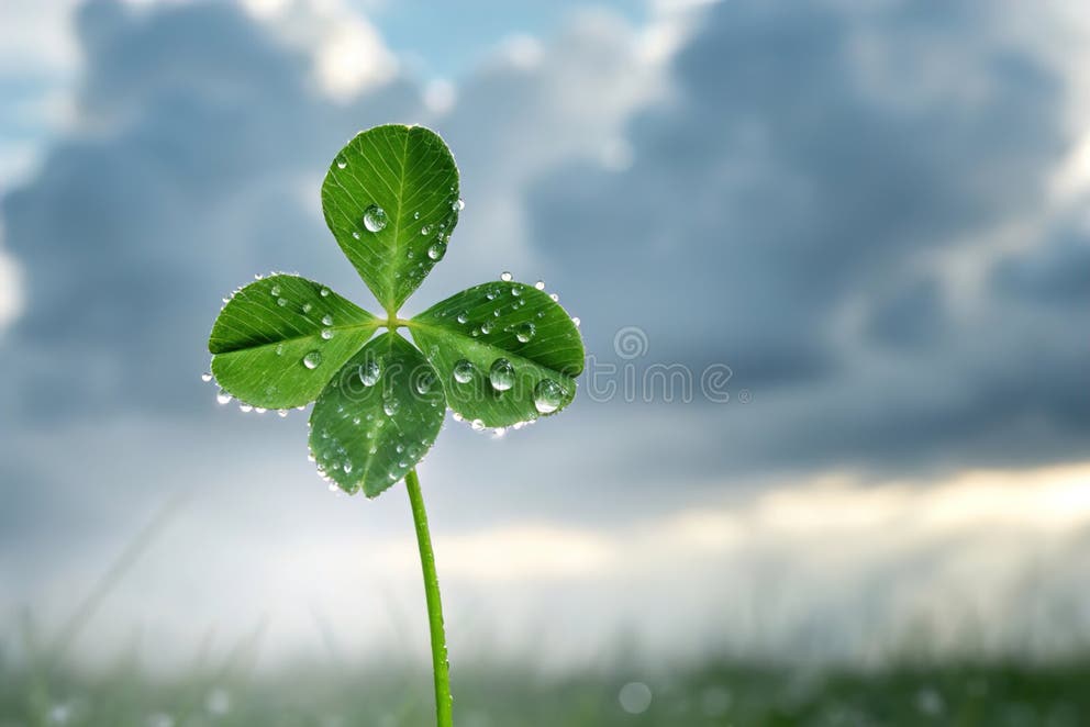 Clover in Spring Rain, Realistic Clover Photograph, Dewy Clover Leaf ...