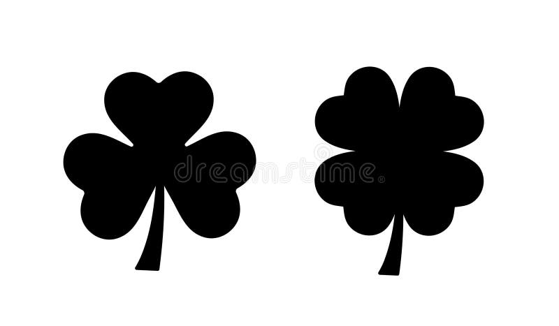 Clover Symbol, Four-leaf and Three Leaf Clovers, Shamrock Black ...