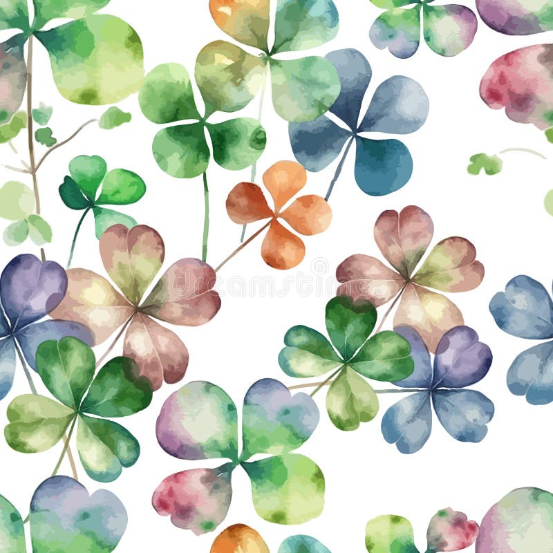 Clover Watercolor Background. Seamless Pattern. Vector Illustration ...