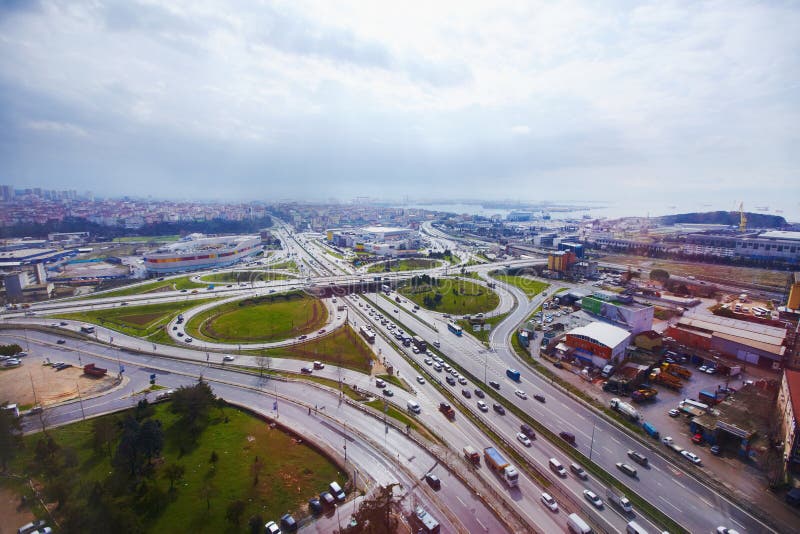 Freeway Cloverleaf Interchange Stock Image - Image of drone, speed ...