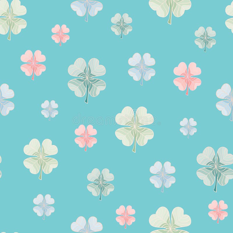 Clovers in Blue Repeat Pattern Vector Print Stock Vector - Illustration ...
