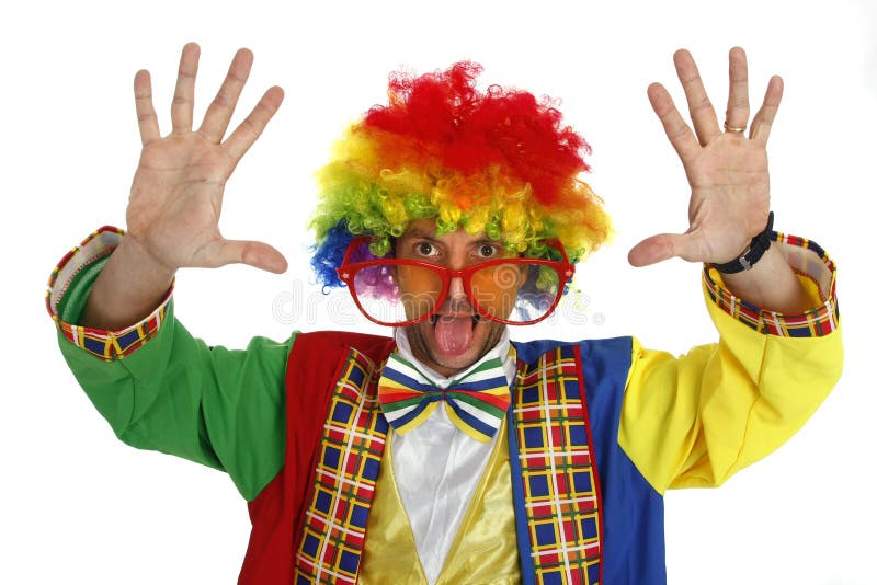 Funny Clown in Big Glasses stock photo. Image of entertainment - 14956082