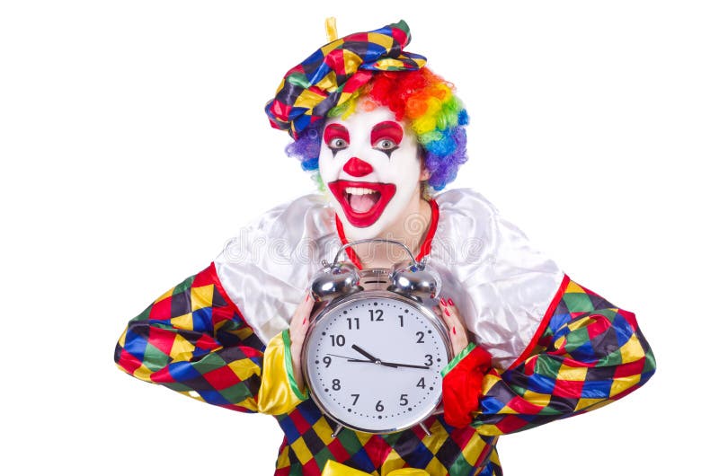 Clown with alarm clock stock image. Image of humor, comedy - 33225149