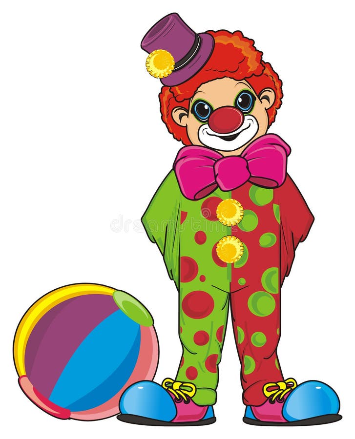 Clown and ball stock illustration. Illustration of alrge - 93313515