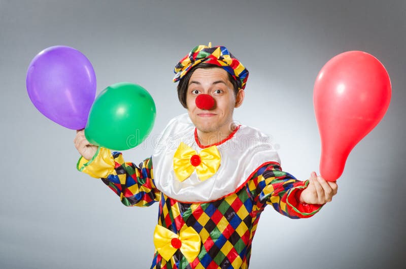 Clown with Balloons in Funny Concept Stock Image - Image of funny ...