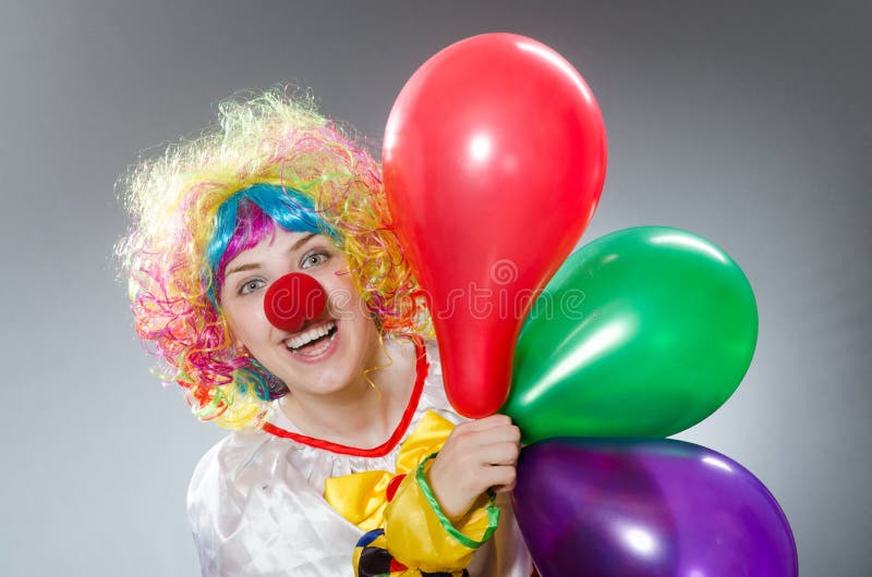 The Clown with Balloons in Funny Concept Stock Image - Image of ...