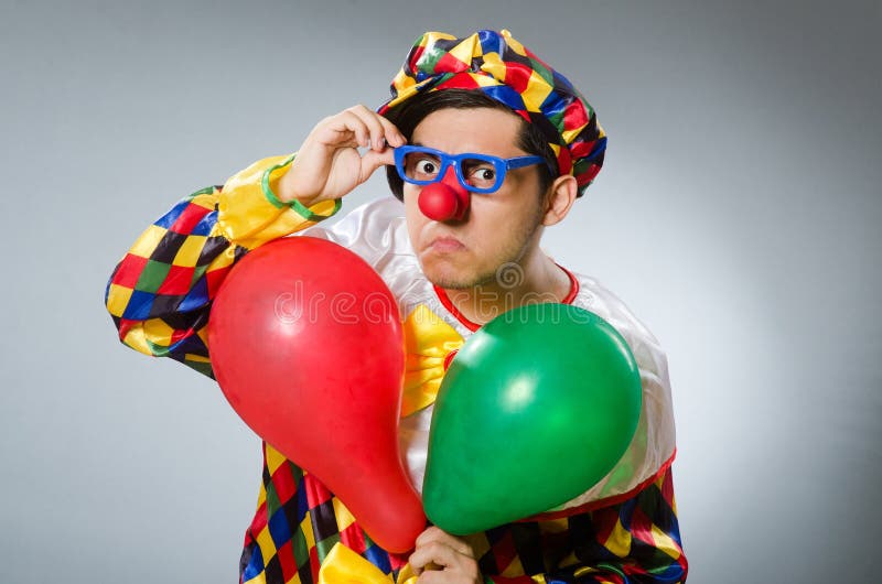 The Clown with Balloons in Funny Concept Stock Image - Image of ...