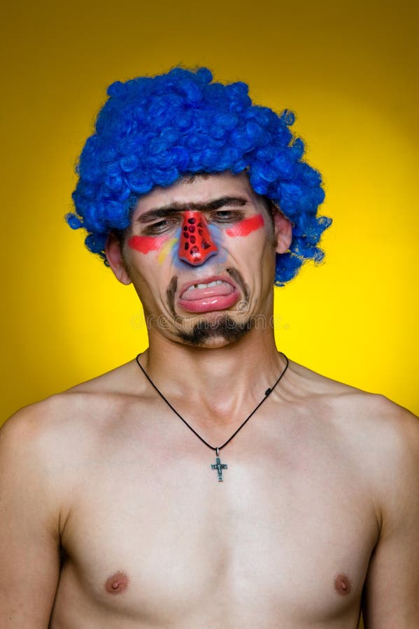 Clown in a blue wig stock image. Image of female, costume - 11333597