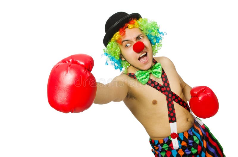 Clown with boxing gloves stock image. Image of celebration - 42392971