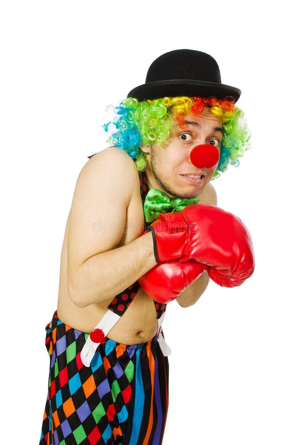 Clown with boxing gloves stock photo. Image of humourous - 42392982