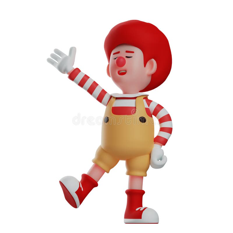 Clown Boy 3D Cartoon Design Showing a Weird Expression Stock ...