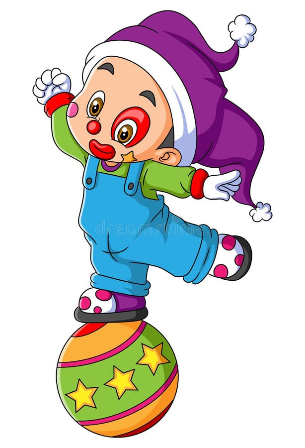 The Clown Boy is Playing the Circus Ball Stock Vector - Illustration of ...