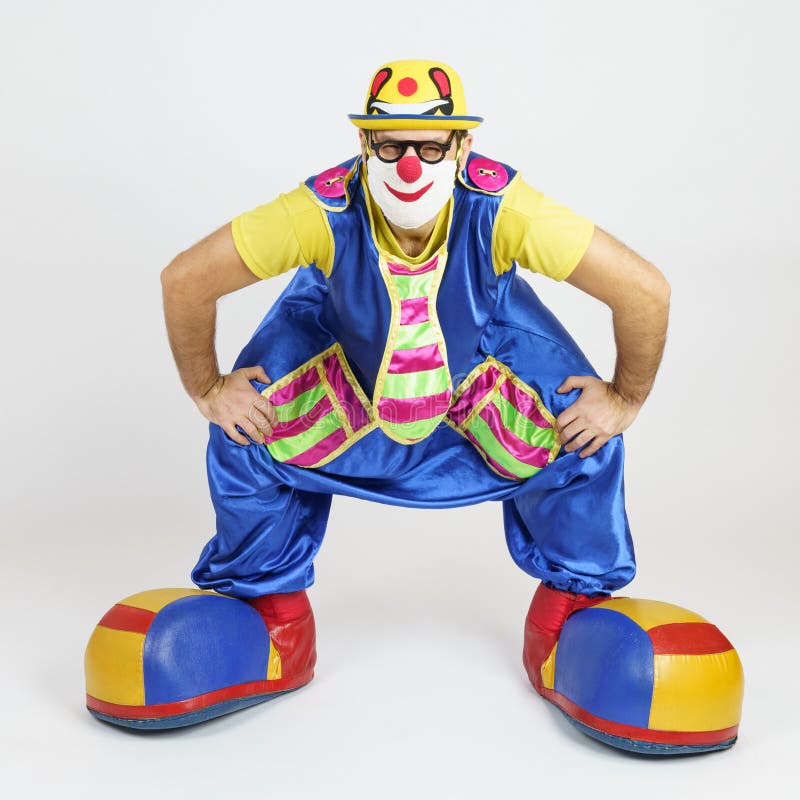 Clown in a Bright Suit Sat Down Like a Samurai Stock Photo - Image of ...