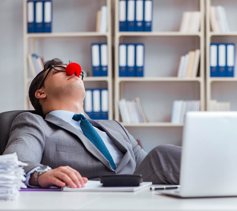 Clown Businessman Tired Sleepy in the Office Stock Photo - Image of ...