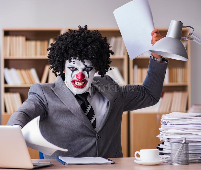 Clown Businessman Working in the Office Stock Photo - Image of ...