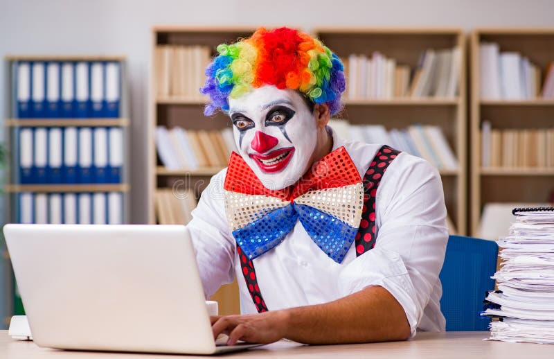 Clown Businessman Working in the Office Stock Photo - Image of costume ...