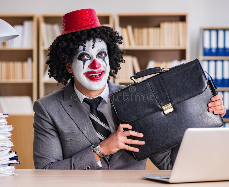 Clown Businessman Working in the Office Stock Image - Image of joking ...