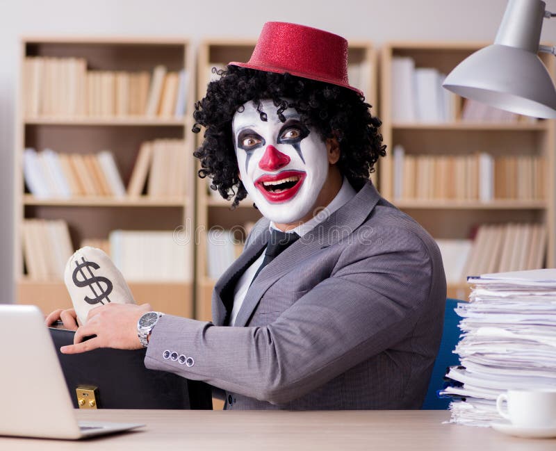 Clown Businessman Working in the Office Stock Photo - Image of face ...
