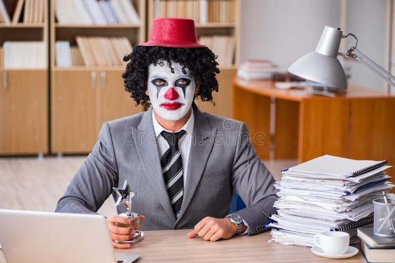 The Clown Businessman Working in the Office Stock Image - Image of ...