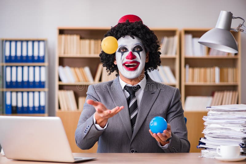 The Clown Businessman Working in the Office Stock Photo - Image of ...