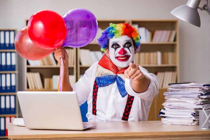 The Clown Businessman Working in the Office Stock Photo - Image of ...