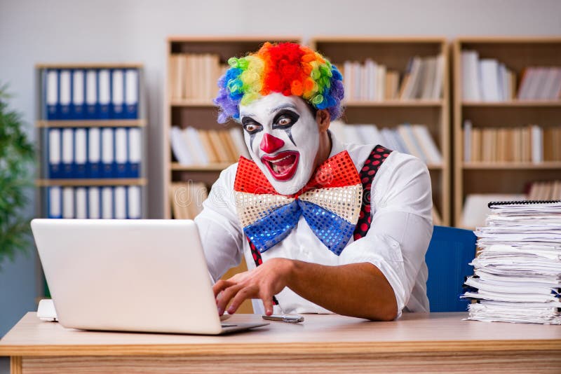 The Clown Businessman Working in the Office Stock Image - Image of ...