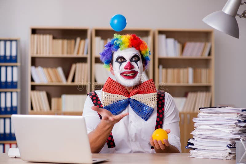 The Clown Businessman Working in the Office Stock Image - Image of fool ...