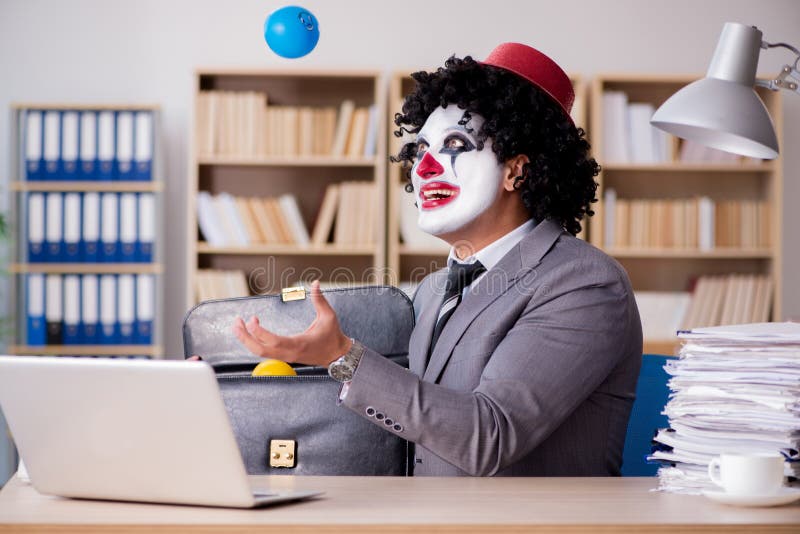 The Clown Businessman Working in the Office Stock Image - Image of ...