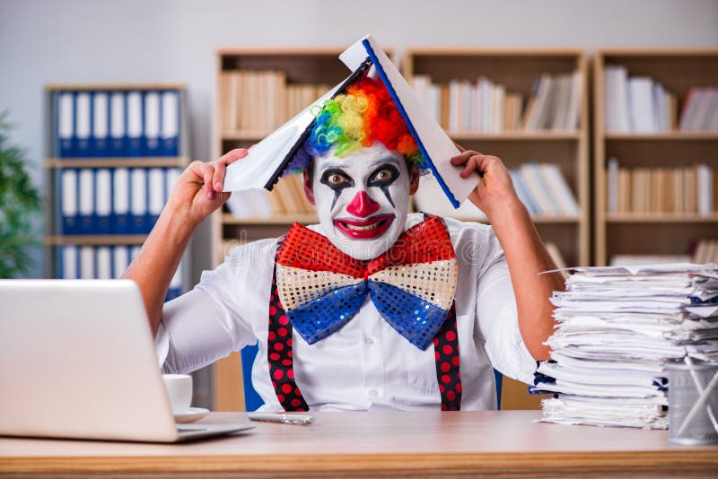 The Clown Businessman Working in the Office Stock Photo - Image of ...