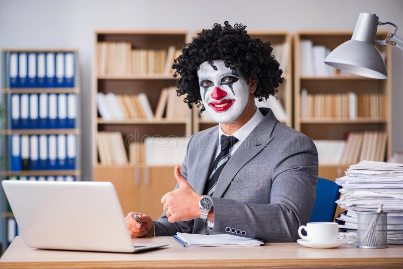 The Clown Businessman Working in the Office Stock Photo - Image of ...