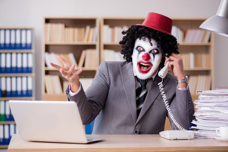 The Clown Businessman Working in the Office Stock Photo - Image of boss ...