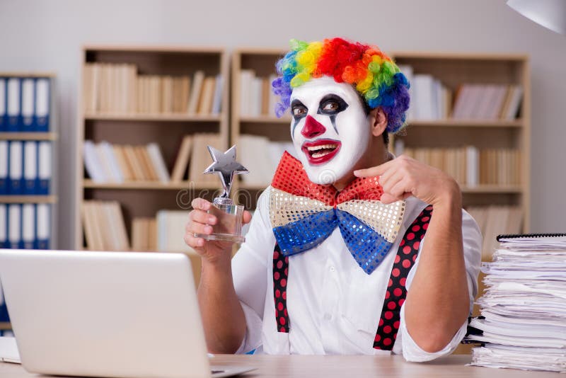 The Clown Businessman Working in the Office Stock Image - Image of boss ...