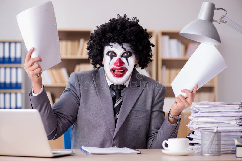 The Clown Businessman Working in the Office Stock Image - Image of ...